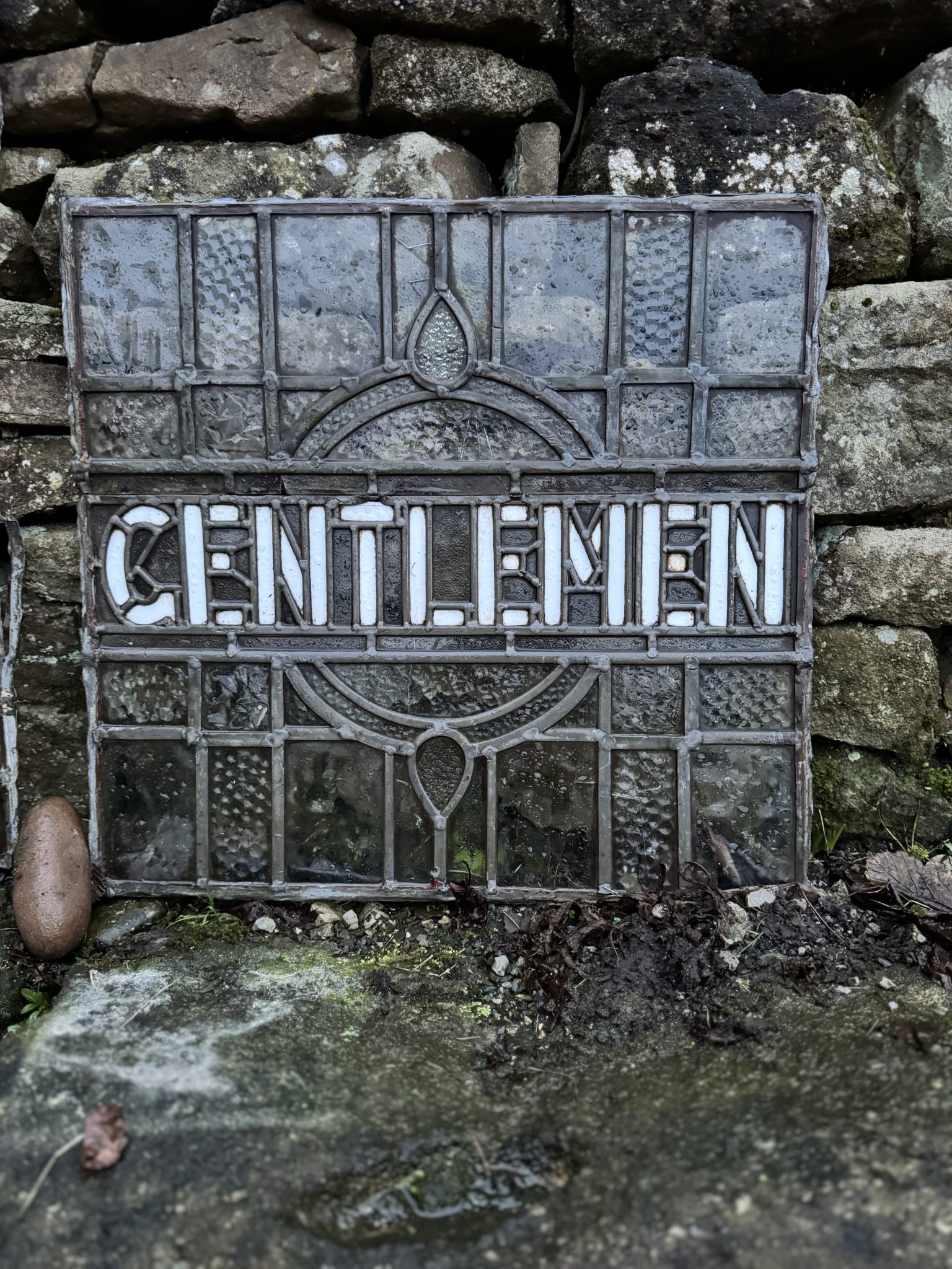 Leaded glass window 'Gentlemen' - Squirrel Reclamation